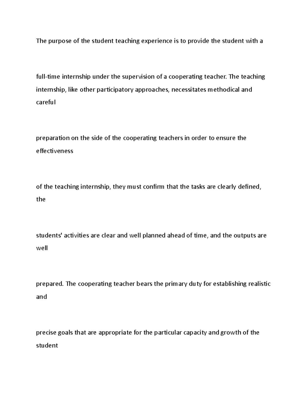Teaching Internship 2 - The purpose of the student teaching experience ...