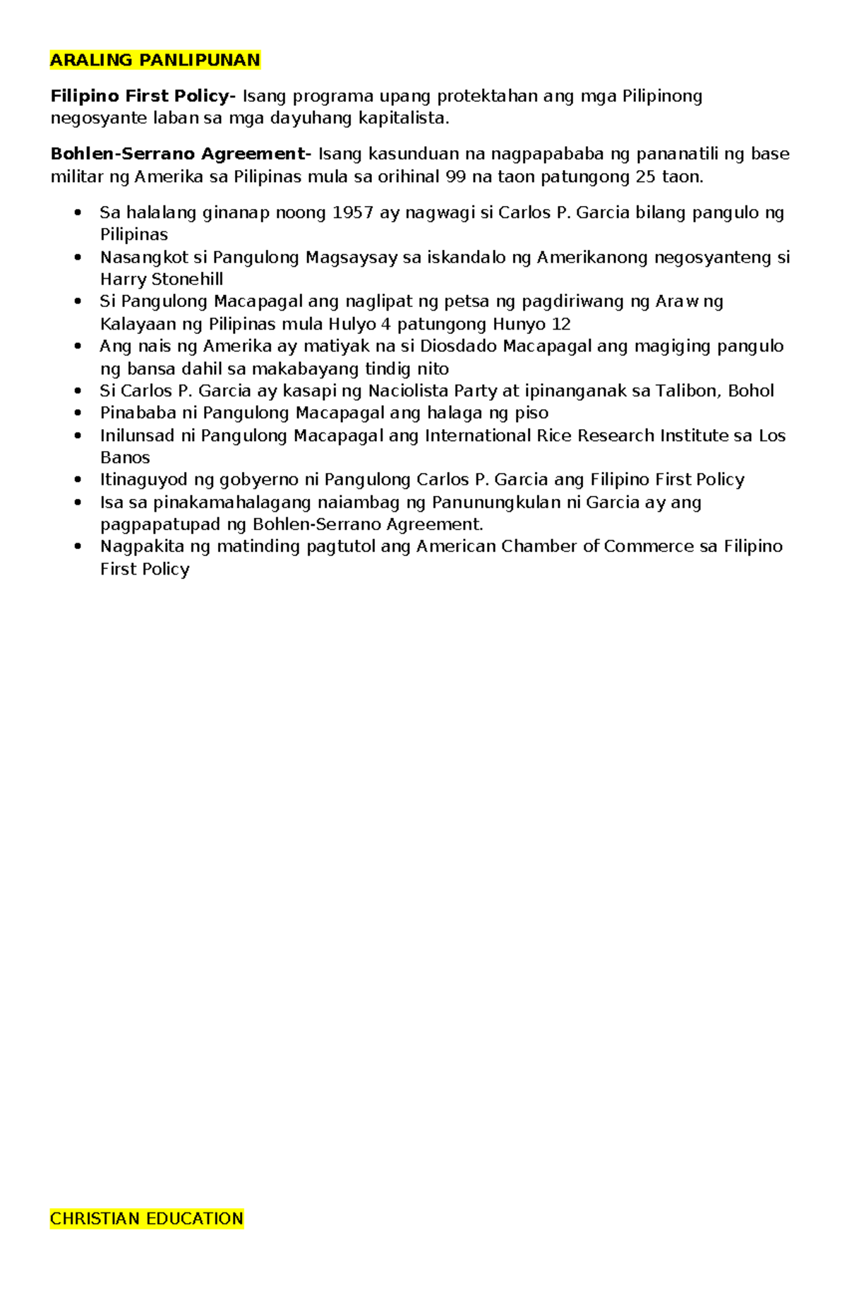 AP6 Reviewer 3rd Quarter - ARALING PANLIPUNAN Filipino First Policy ...