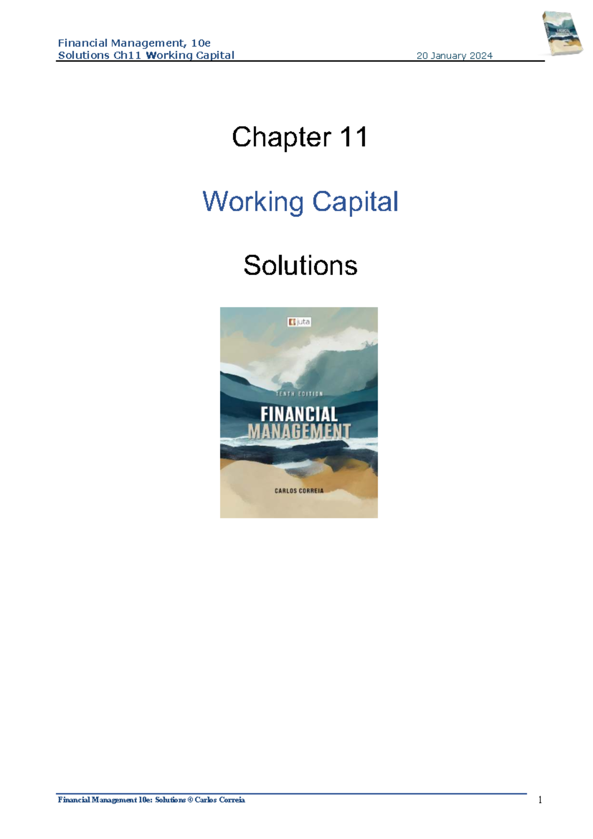 Financial Management 10e: Chapter 11 Working Capital Solutions - Studocu