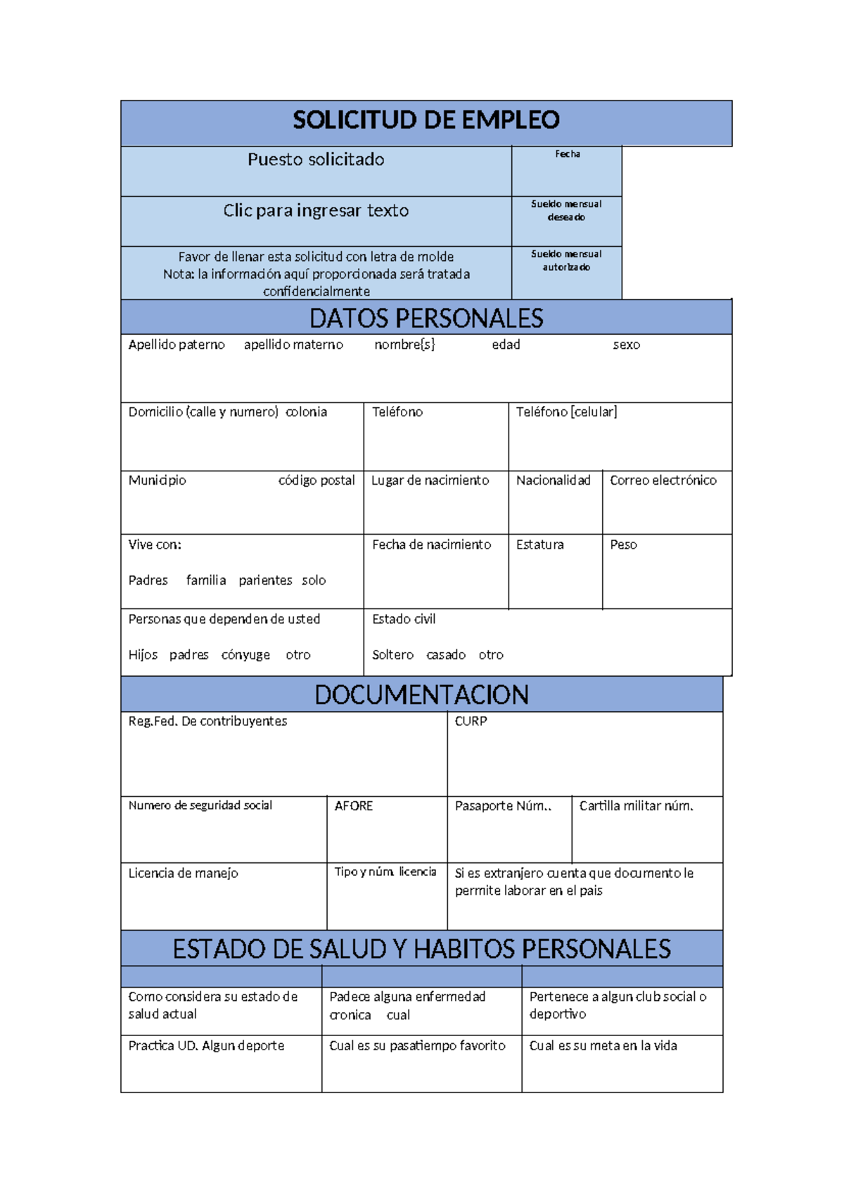 Solicitud de Empleo - Avanze (Datos Personales y Requisitos) - Studocu