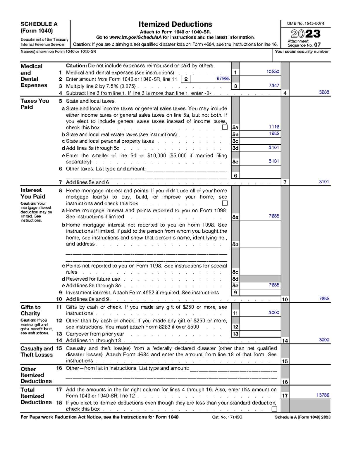 2023 IRS Schedule A (Form 1040) Itemized Deductions Overview - Studocu