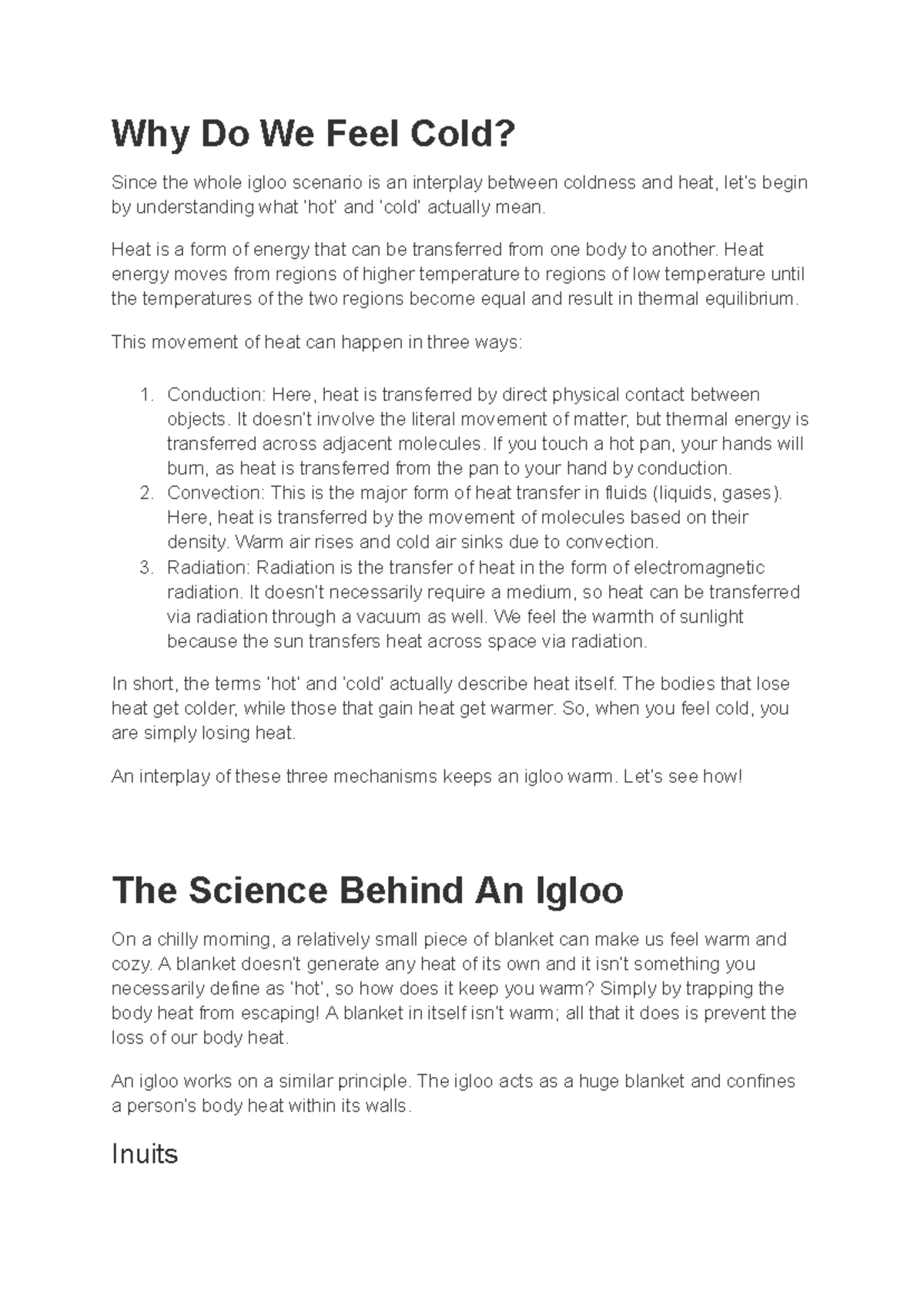 Understanding Cold: Heat Transfer Mechanisms Explained - Studocu