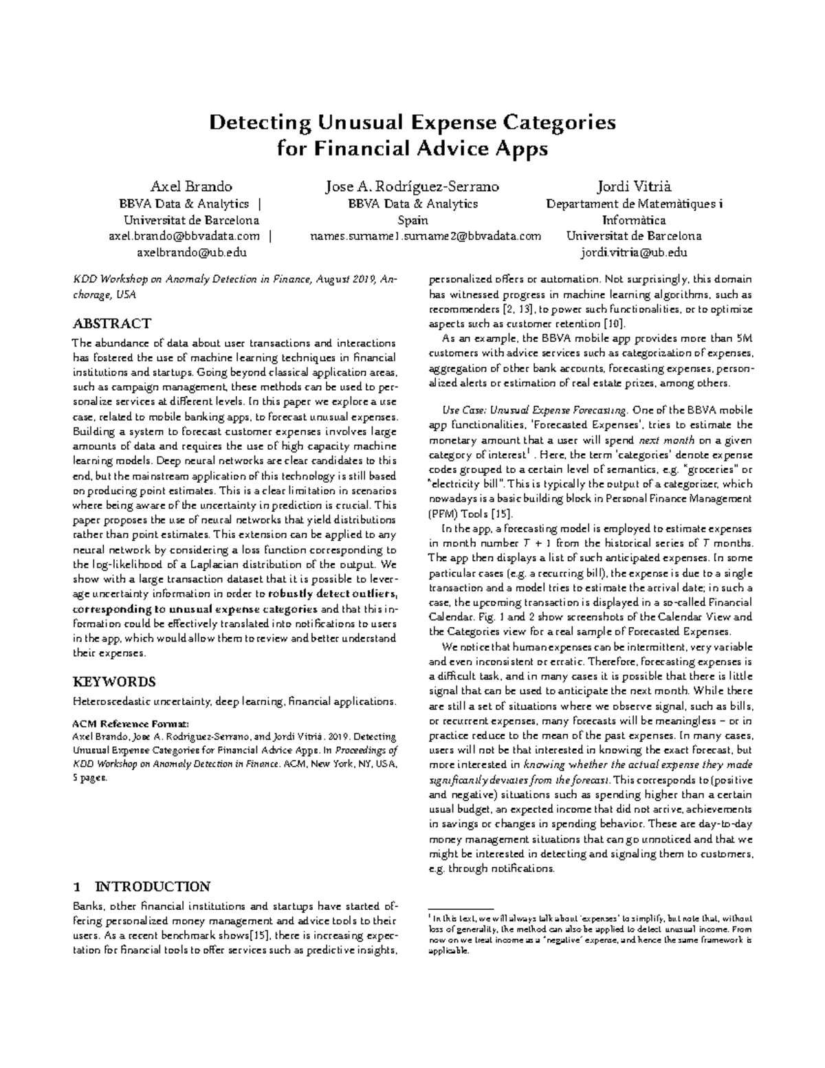 KDD Workshop 2019: Unusual Expense Detection in Financial Apps - Studocu