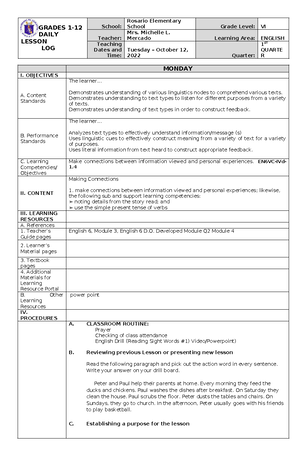 4th Periodical Test - SAMPLE LESSON EXEMPLAR - Department of Education ...