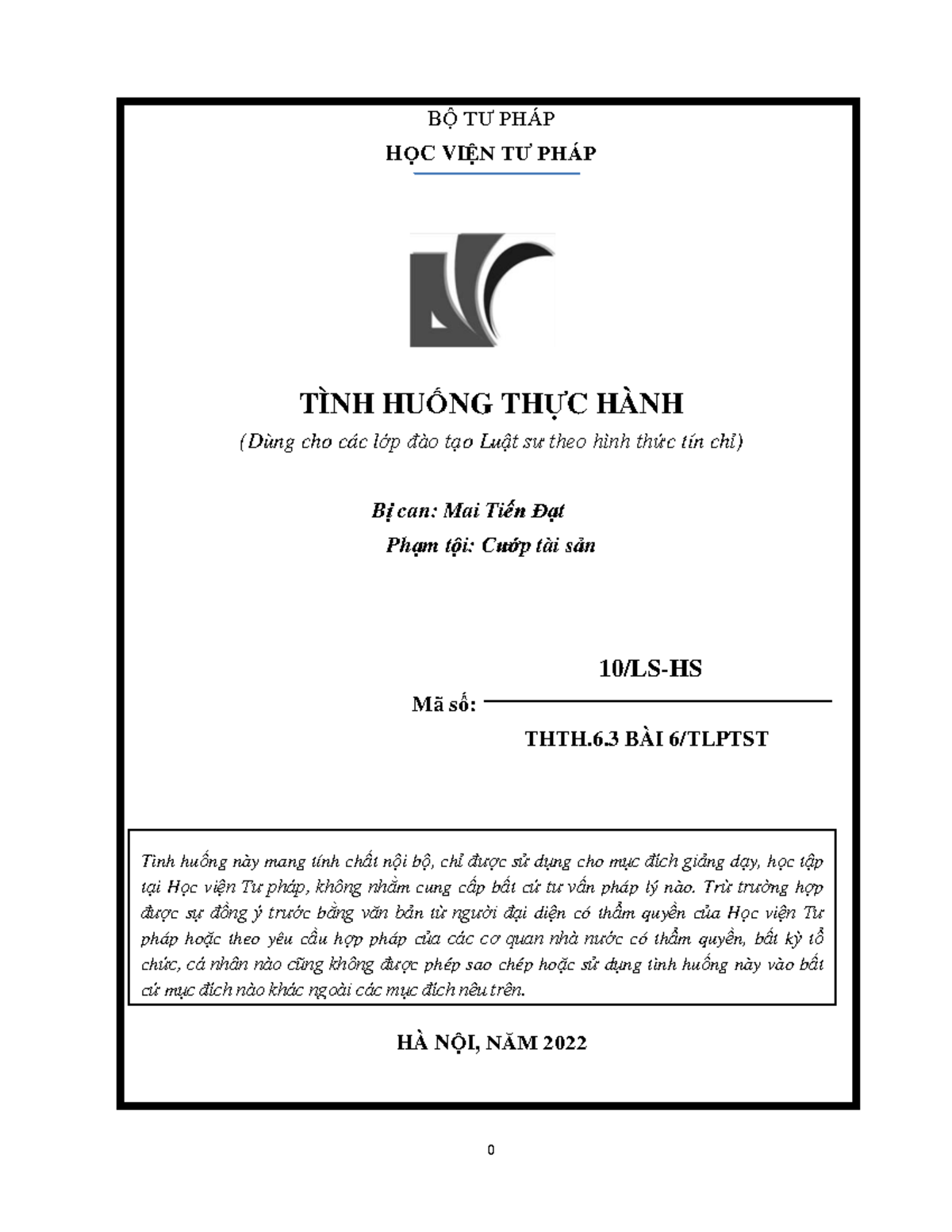 Tình Huống Thực Hành Tại Phiên Tòa Sơ Thẩm (THTH.6.3) - Studocu