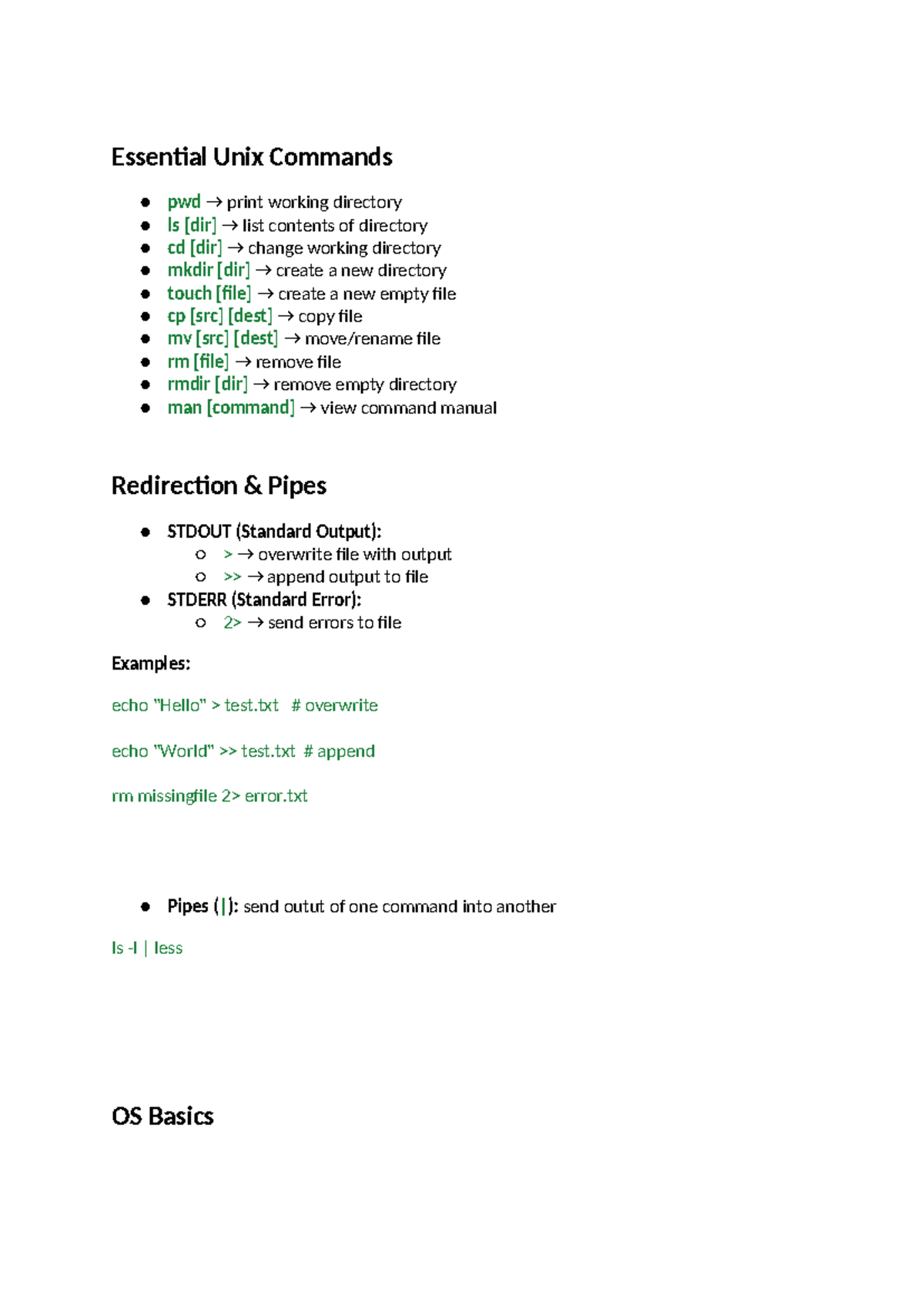 Unix Commands and Networking Fundamentals: Notes for Quiz 2 - Studocu