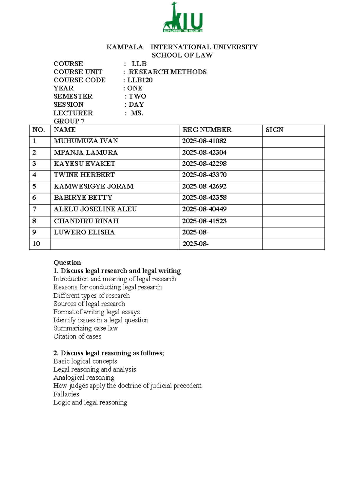 LLB120: Legal Research and Writing Methods - Coursework Guide - Studocu