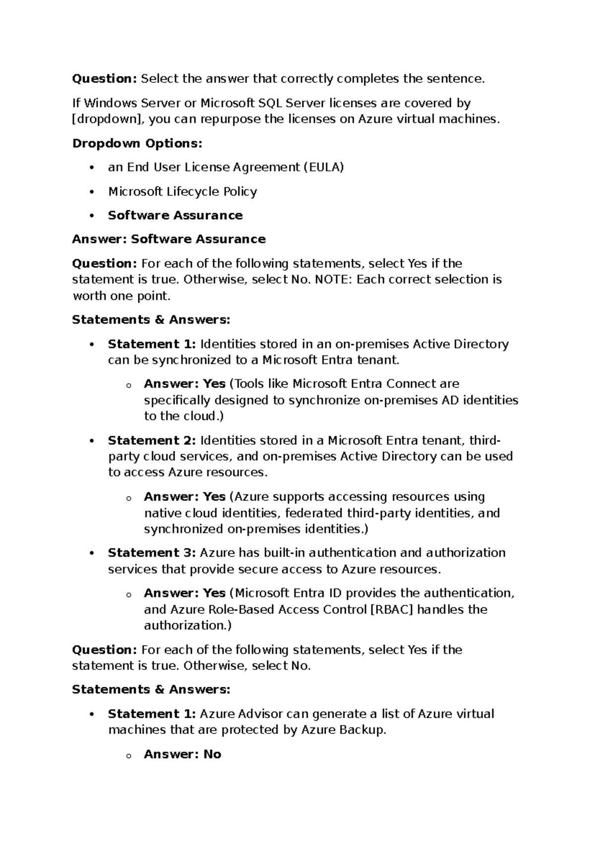 Azure Exam Prep: Key Concepts and Practice Questions - Studocu