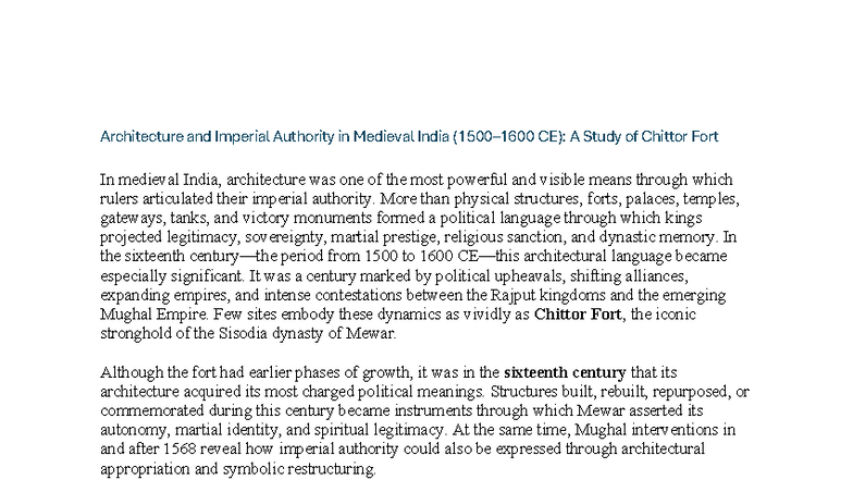 Architecture and Imperial Authority in Medieval India: Chittor Fort ...