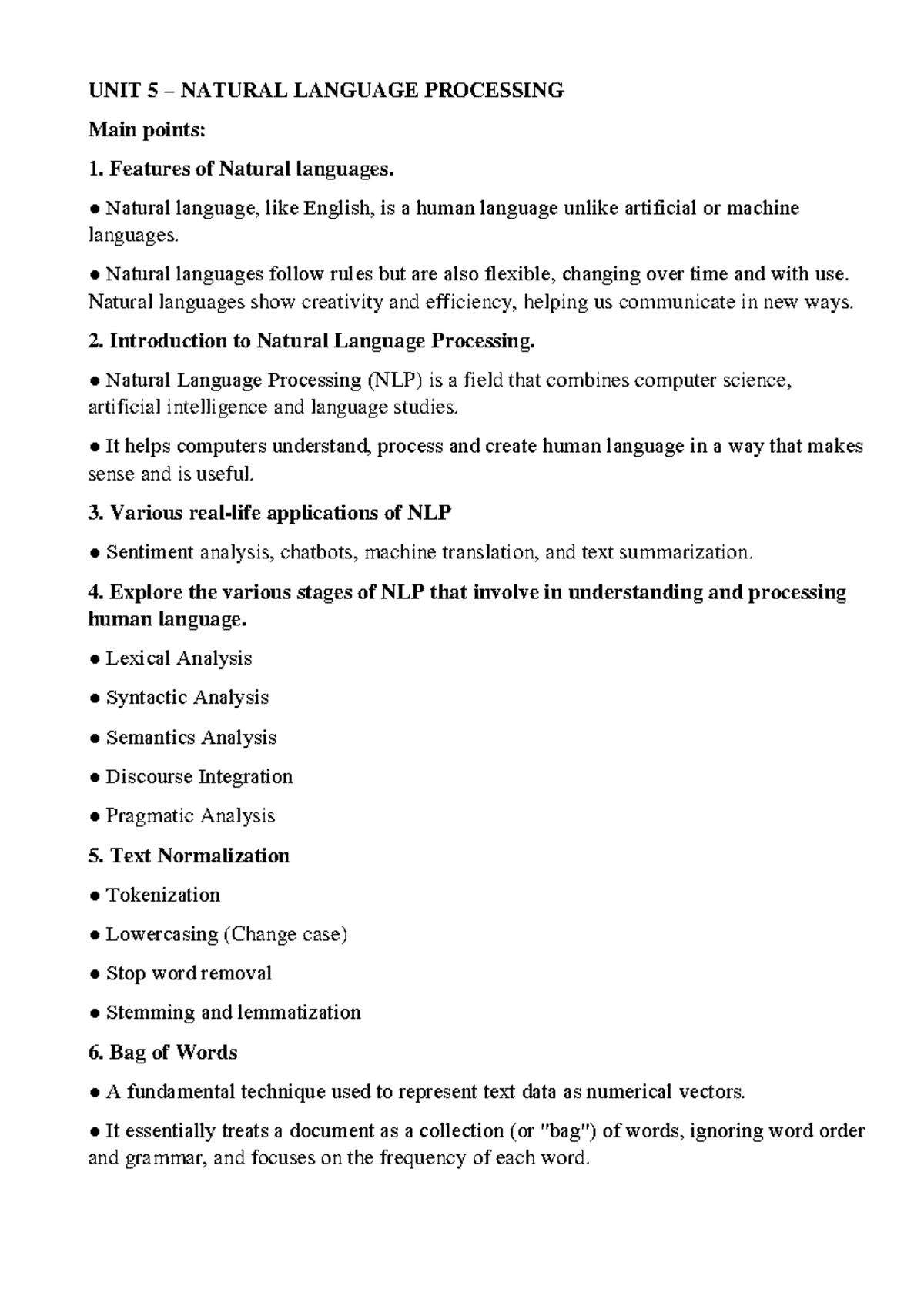 UNIT 5 NLP: Key Concepts and Applications in Natural Language ...