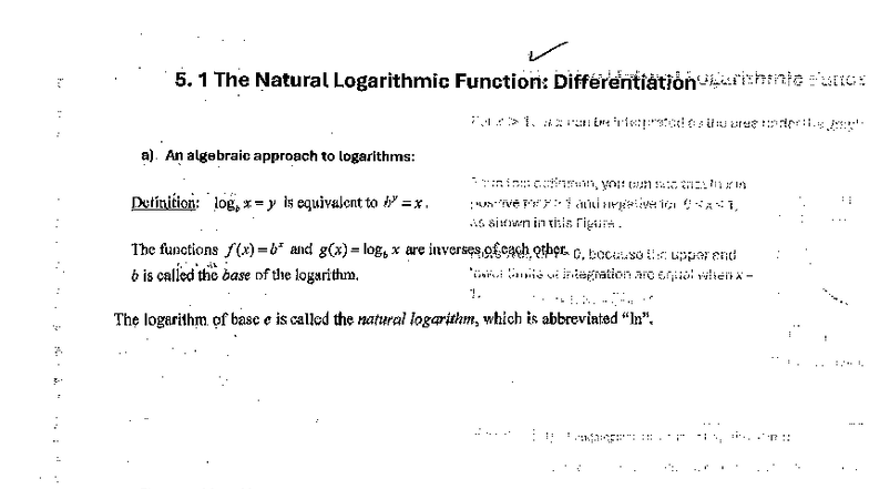 5.1 Natural Logarithmic Function: Differentiation & Integration Notes ...
