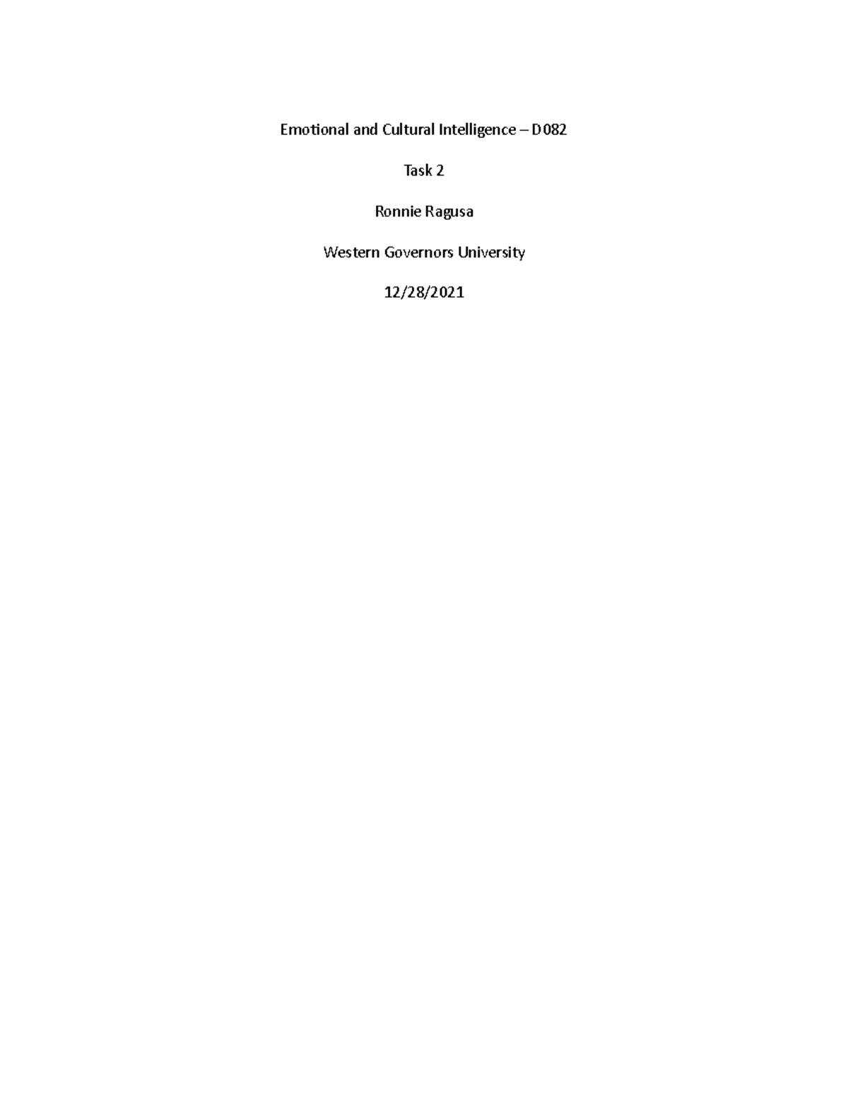 DO82 Task 2 - Ronnie Ragusa - Emotional and Cultural Intelligence – D ...