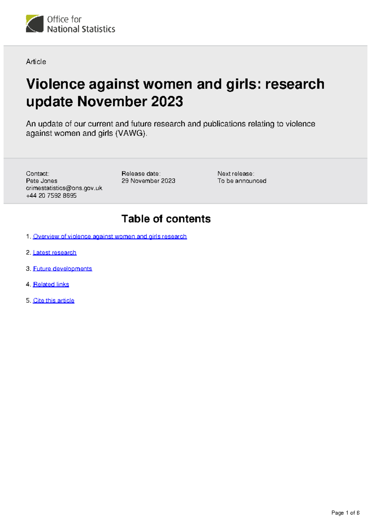 VAWG Research Update: November 2023 Insights and Future Directions ...