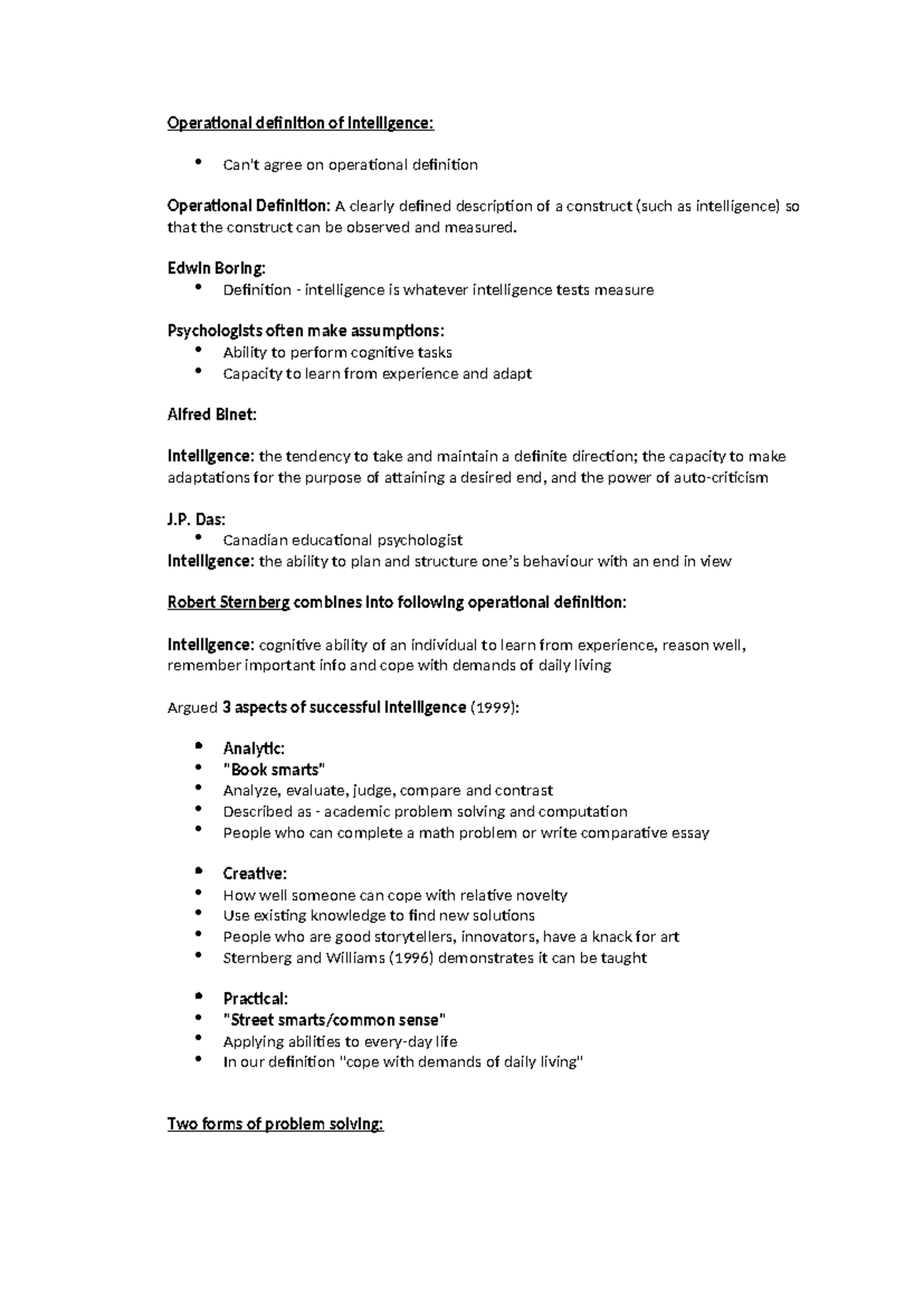 Unit 4 - Problem Solving and Intelligence: Key Concepts and Theories ...