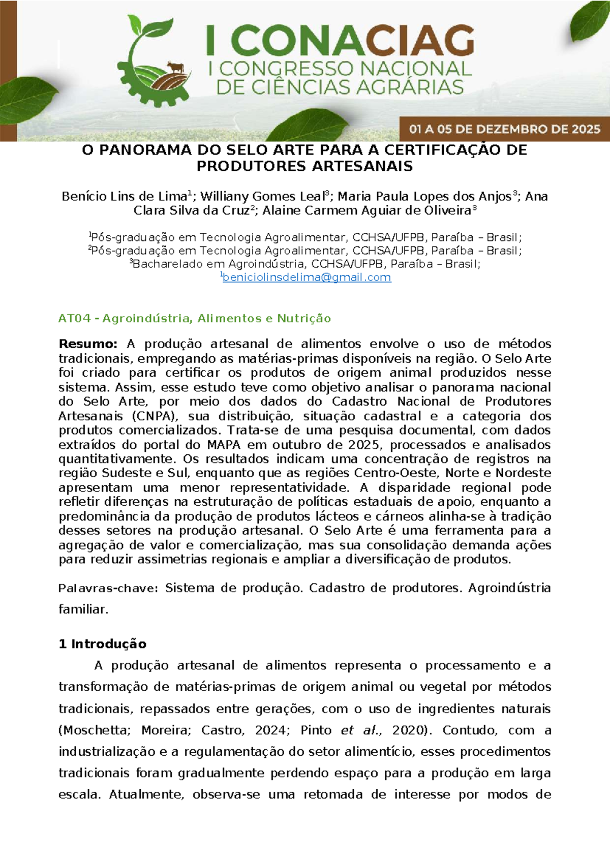 ANÁLISE DO SELO ARTE NA CERTIFICAÇÃO DE PRODUTOS ARTESANAIS - AT04 ...