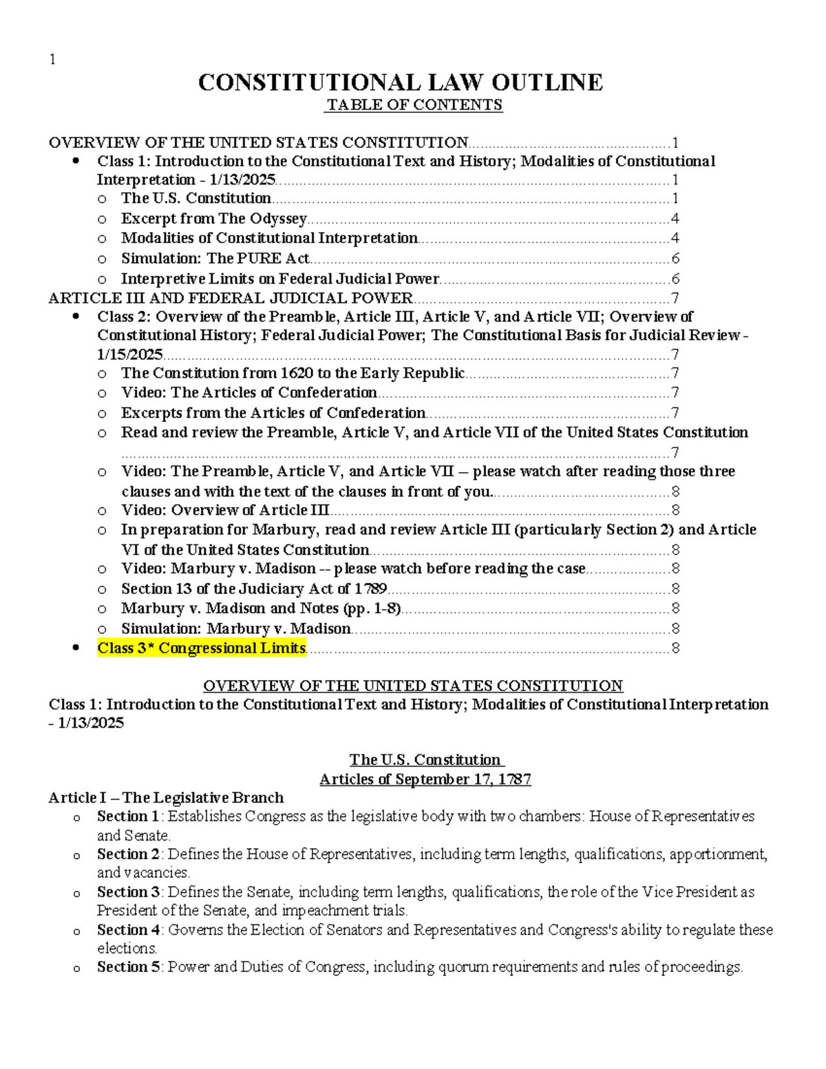 Constitutional Law Case Summaries and Analysis for Class 2 (1/15/2025 ...