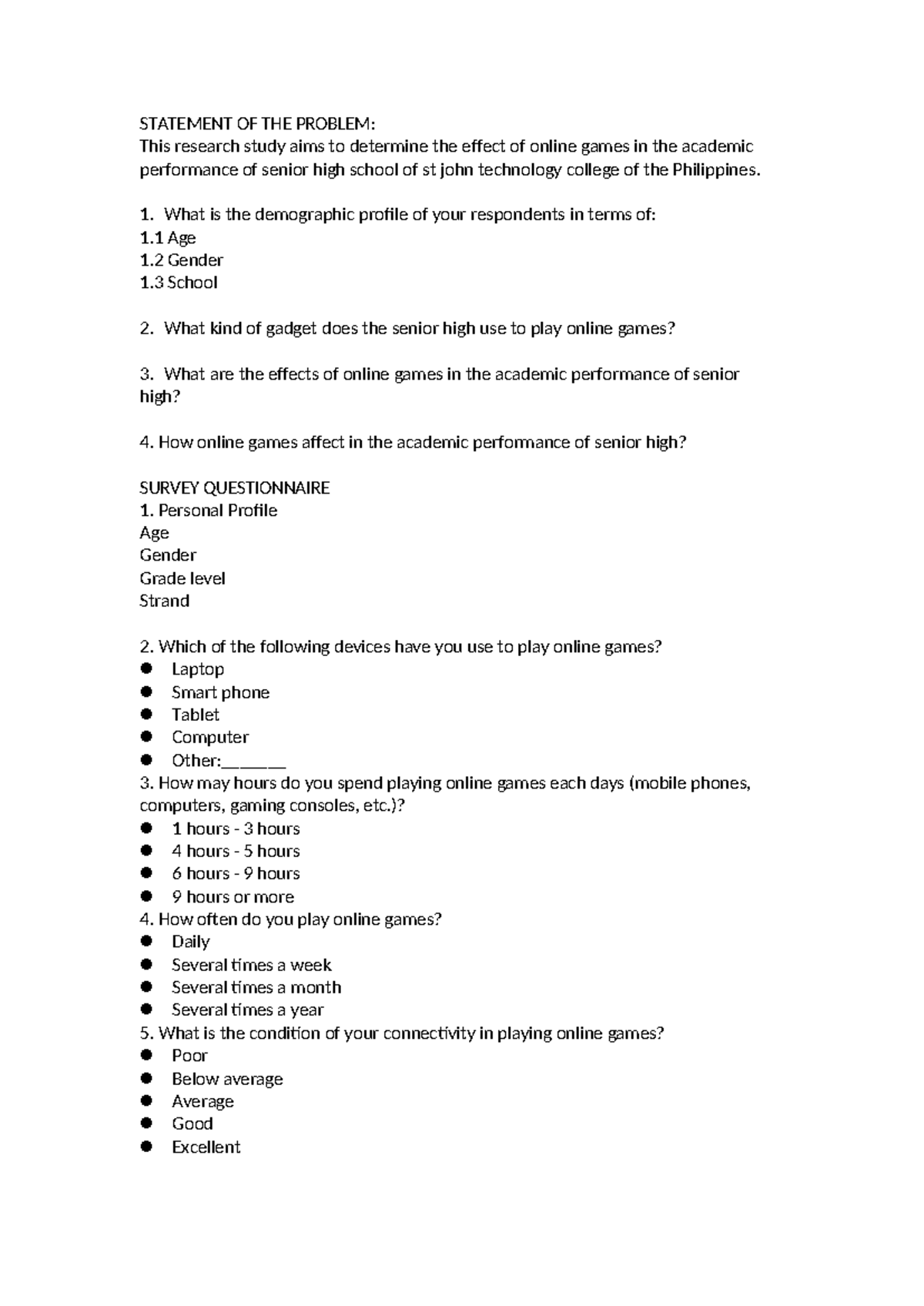The Impact of Online Games on Academic Performance: A Questionnaire ...