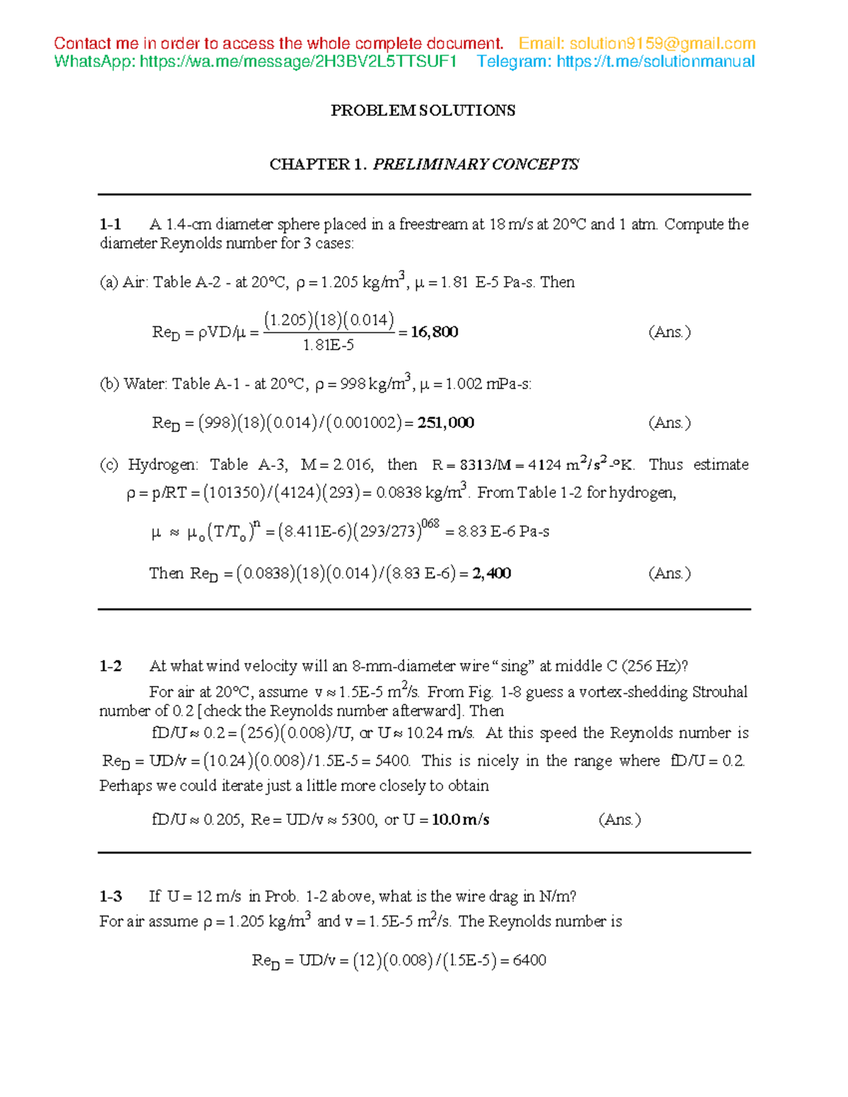 Solution Manual Viscous Fluid Flow 4th Edition By Frank White Problem Solutions Chapter 1