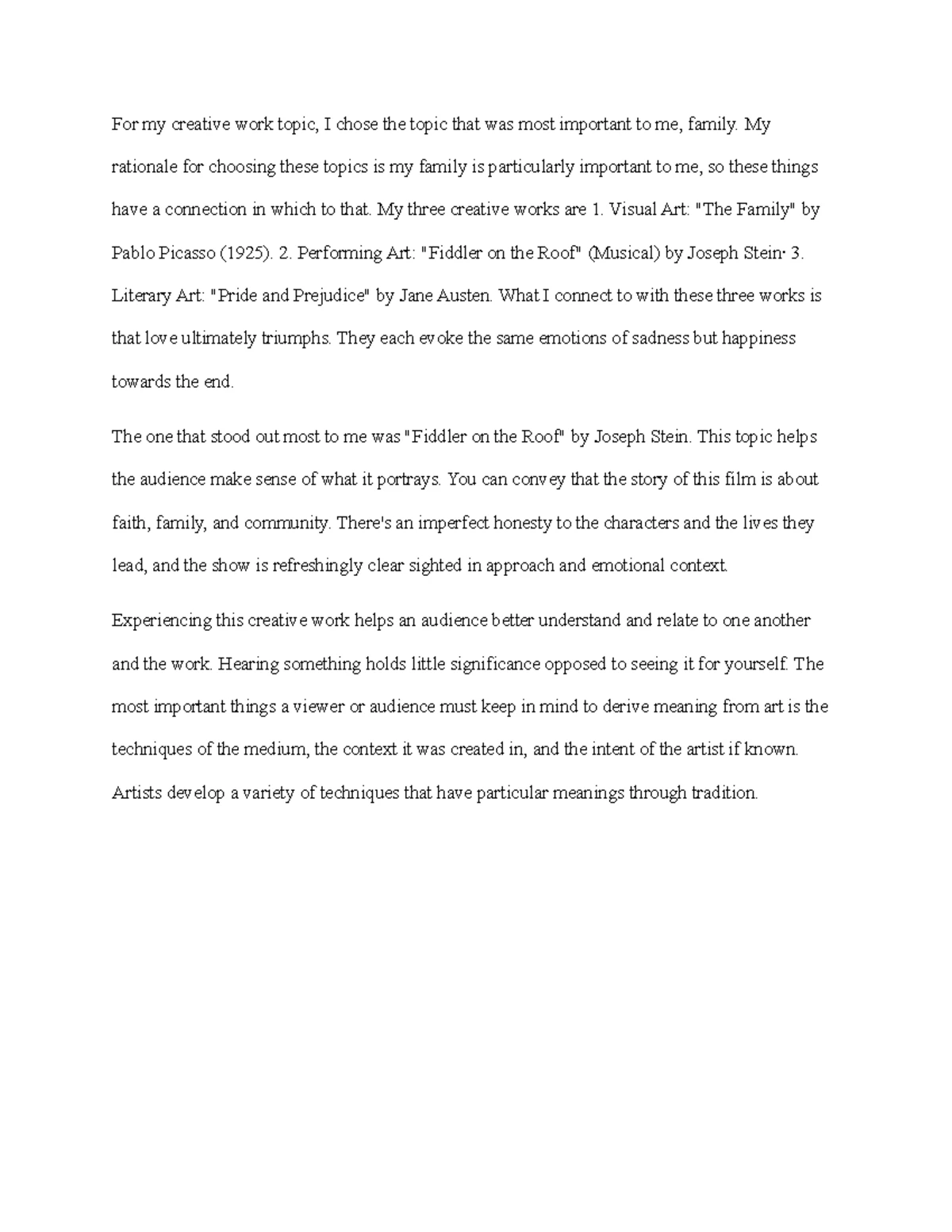 Discussion 4 Post: The Impact of Performing Arts on Society - HUM 102 ...