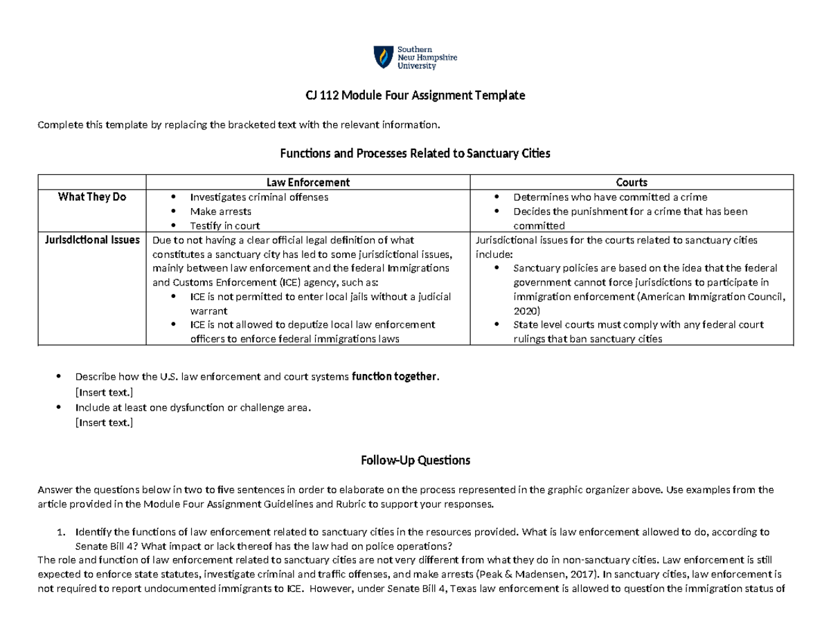 CJ 112 Module Four Assignment Template - CJ 112 Module Four Assignment ...