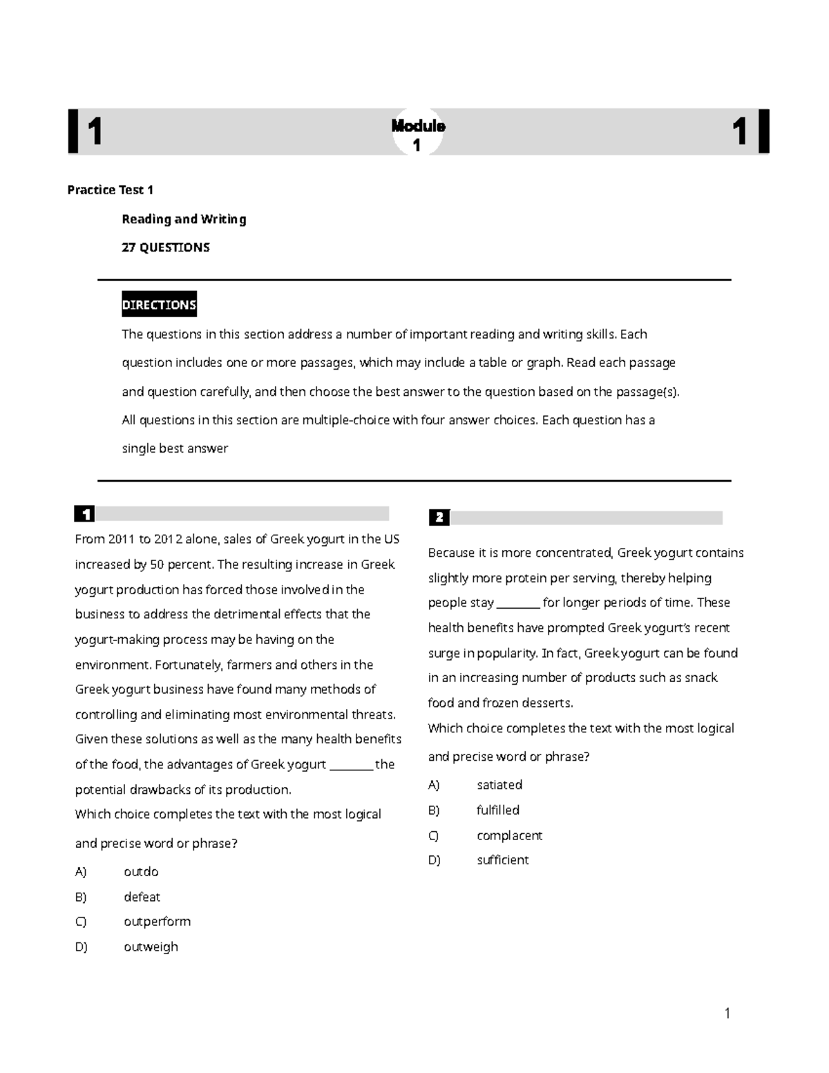 1.- Practice-TEST-1 - SAT practice test - Practice Test 1 Reading and ...