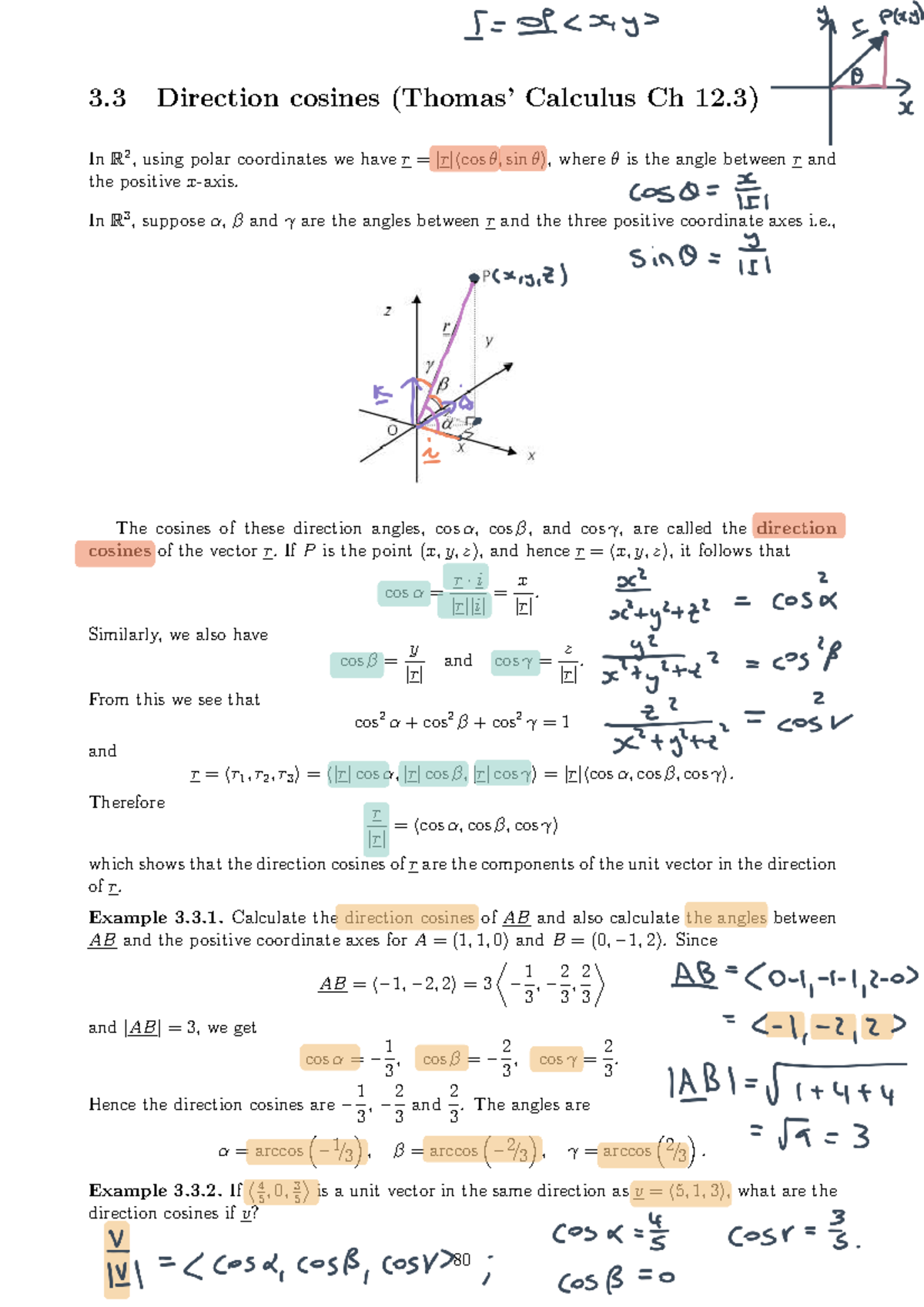 3.3 Direction Cosines and Vectors: Block 3 Week 6 Lecture Notes - Studocu