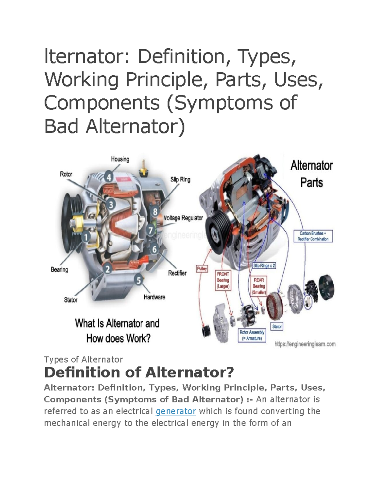 Module 2 Alternator Notes: Definition, Types, and Working Principles ...