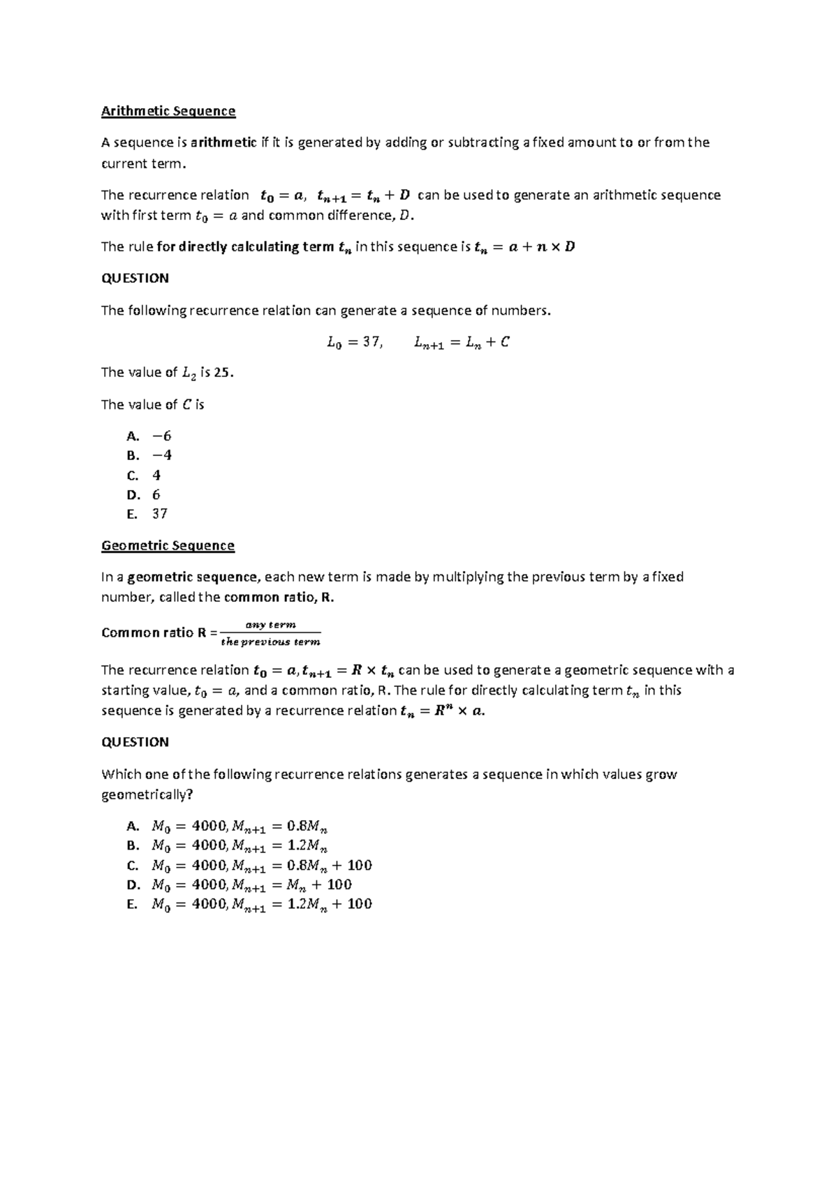 Finance Revision Notes: Sequences, Interest, and Discounts - Studocu