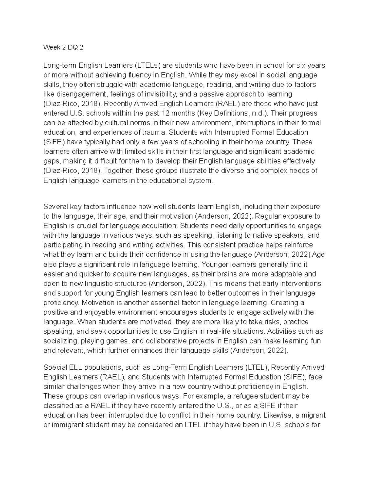 Week 2 DQ 2 - Understanding Long-Term and Recently Arrived English ...