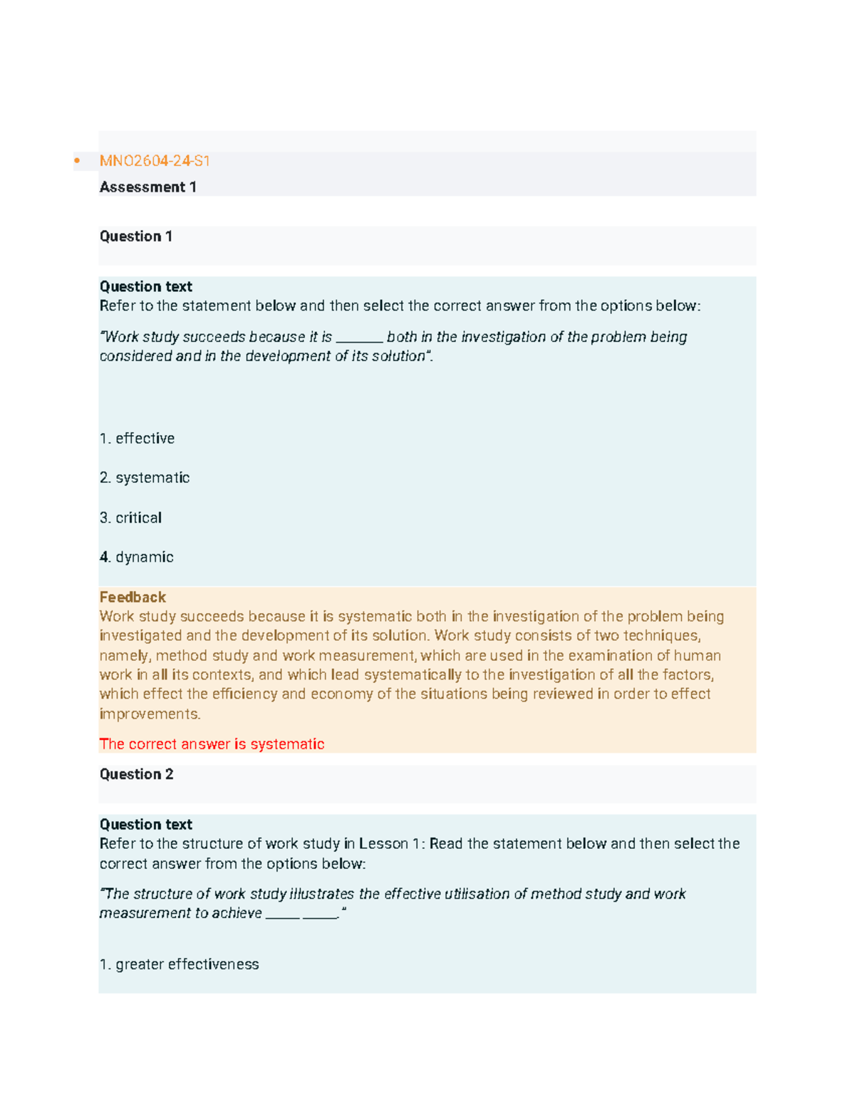 MNO2604 - MQC - Assessment Questions and Answers Guide - Studocu