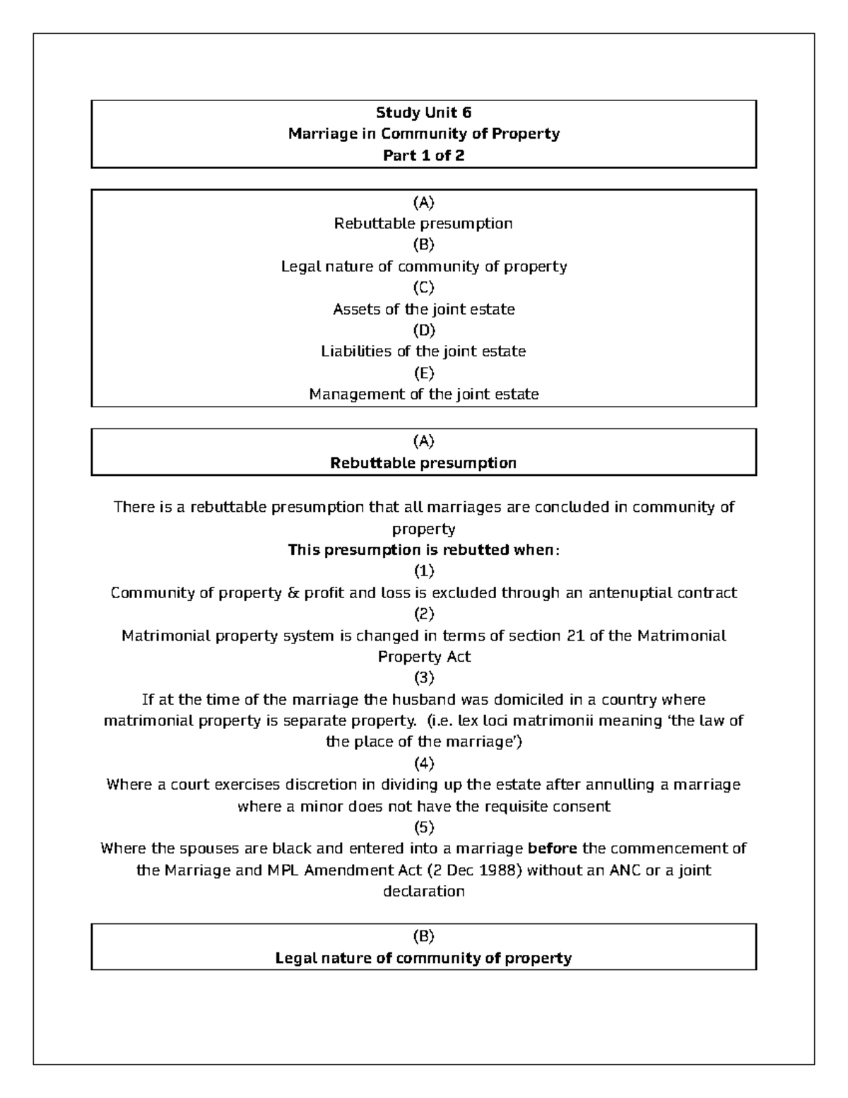 Unit 6 in word - part 1 of 2 (1) - Copy - Study Unit 6 Marriage in ...
