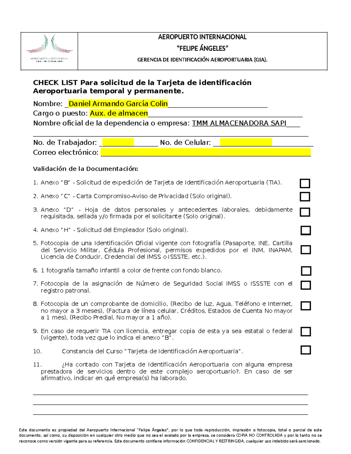 Check LIST - para quien le pueda servir - AEROPUERTO INTERNACIONAL ...