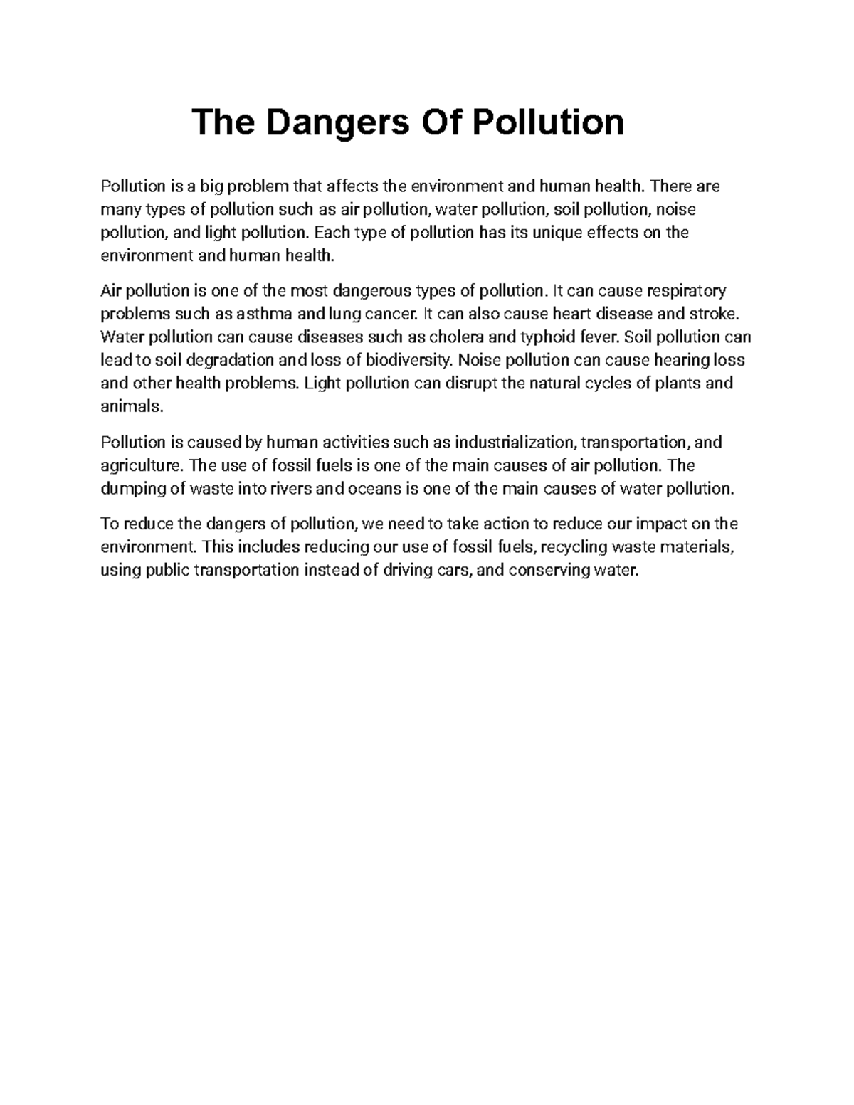The Effects and Causes of Pollution: A Critical Analysis - Studocu