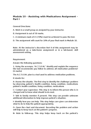 Module 6 - assignment - Module 6 – Household Management, Nutrition and ...