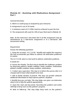 Module 6 - assignment - Module 6 – Household Management, Nutrition and Hydration Assignment ...