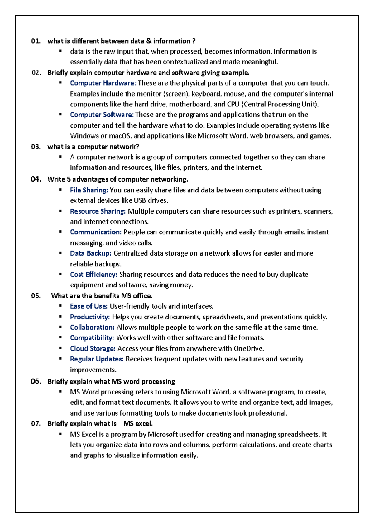 ICT Quiz Questions and Answers: A Study Guide - Studocu