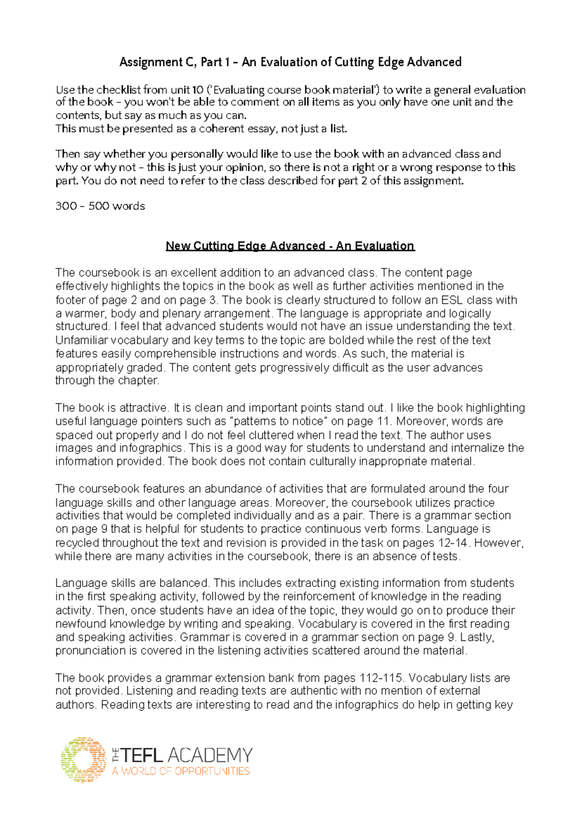 1. Evaluation - einmirg - Assignment C, Part 1 - An Evaluation of ...