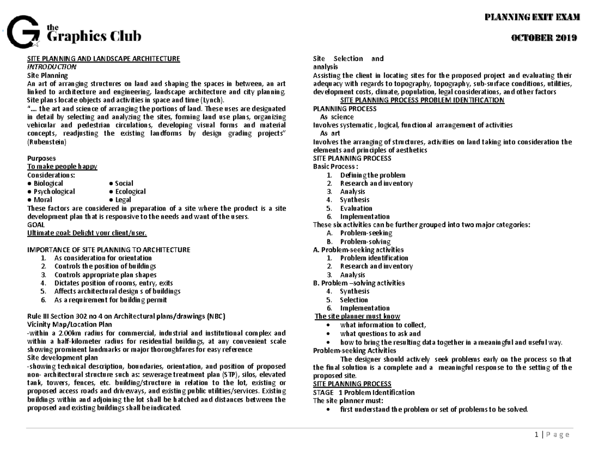 Site Planning Review & Mock Exam: A Comprehensive Study Guide - Studocu