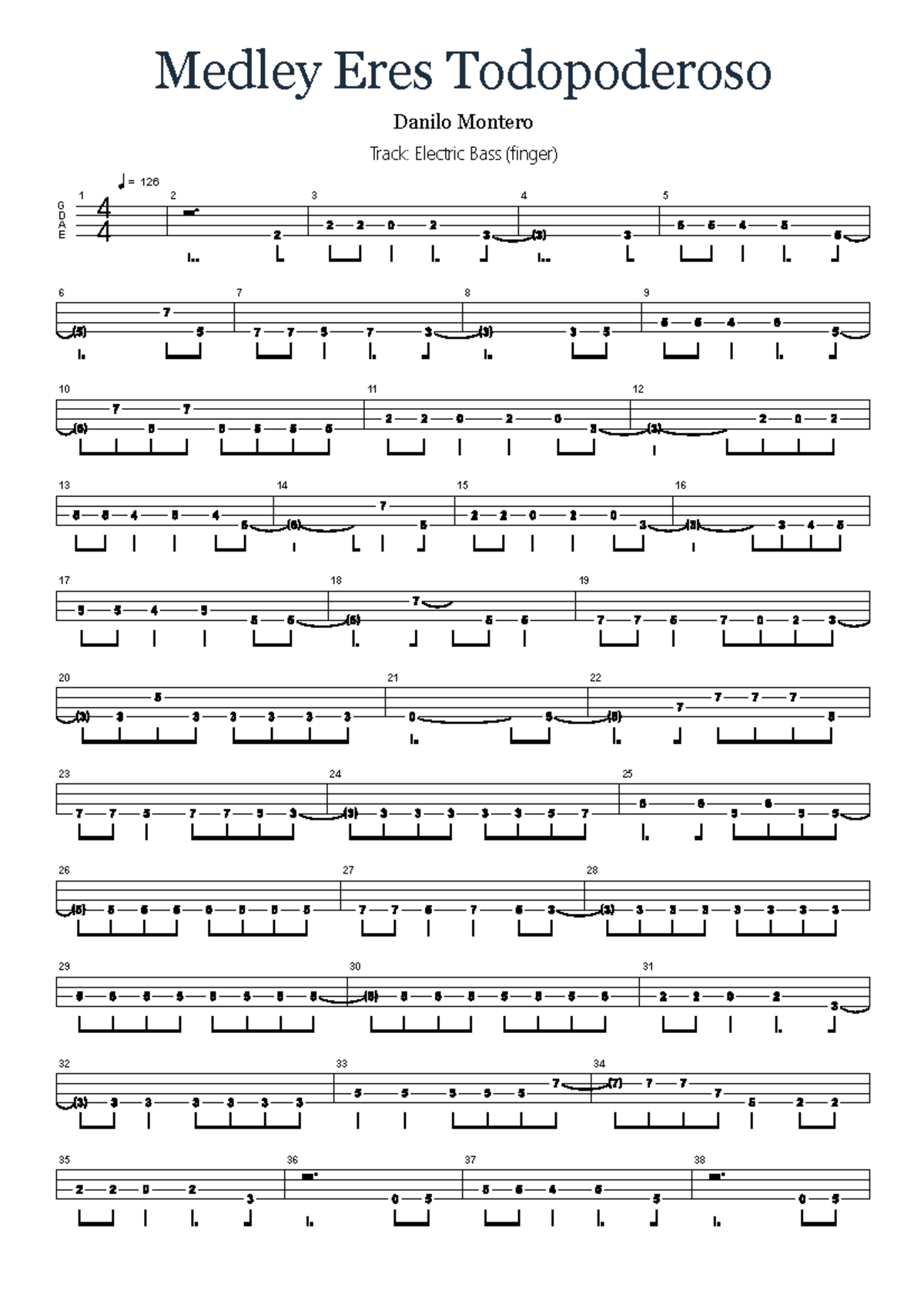 Medley Eres Todopoderoso Bass Tab (Danilo Montero) - Studocu