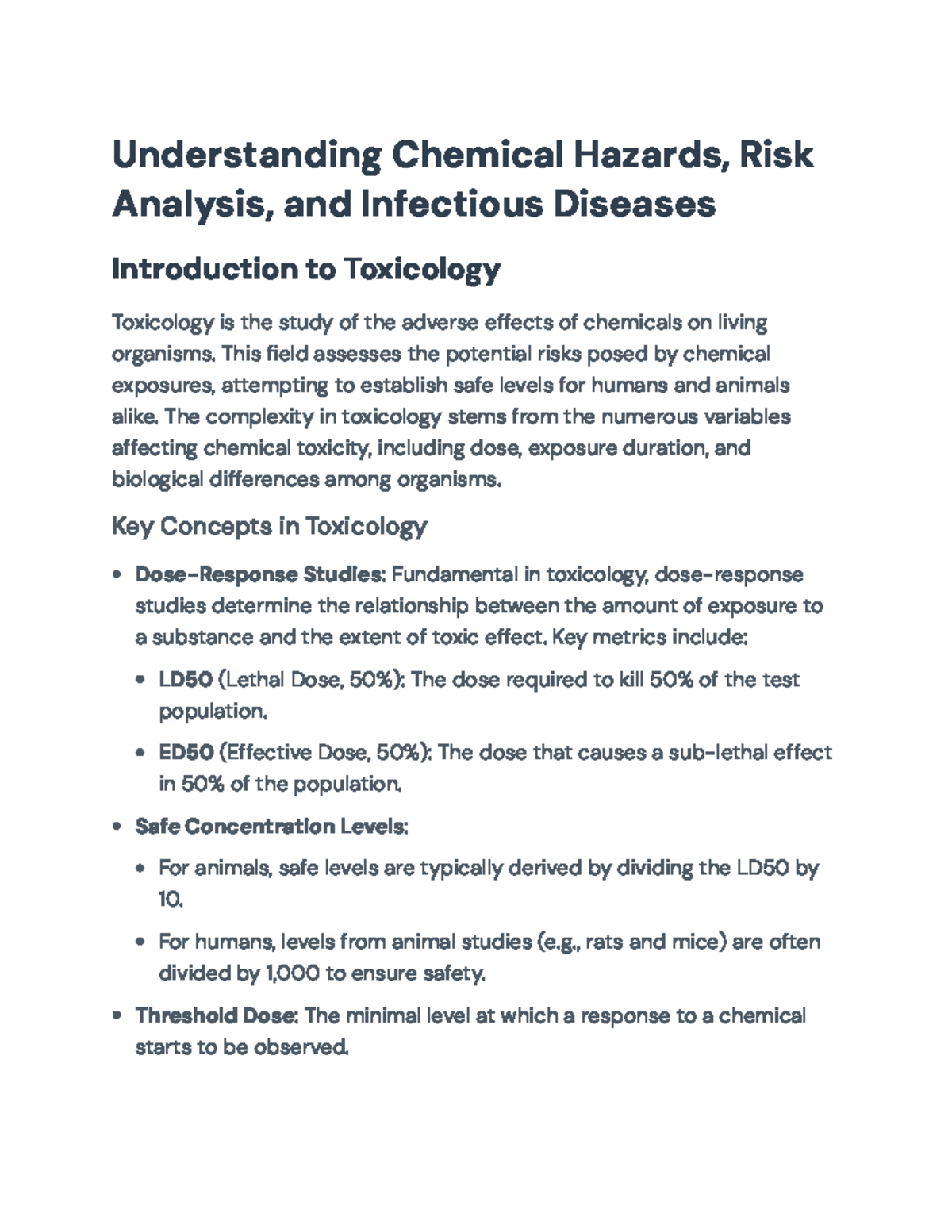 Understanding Chemical Hazards and Infectious Diseases: A Toxicology ...
