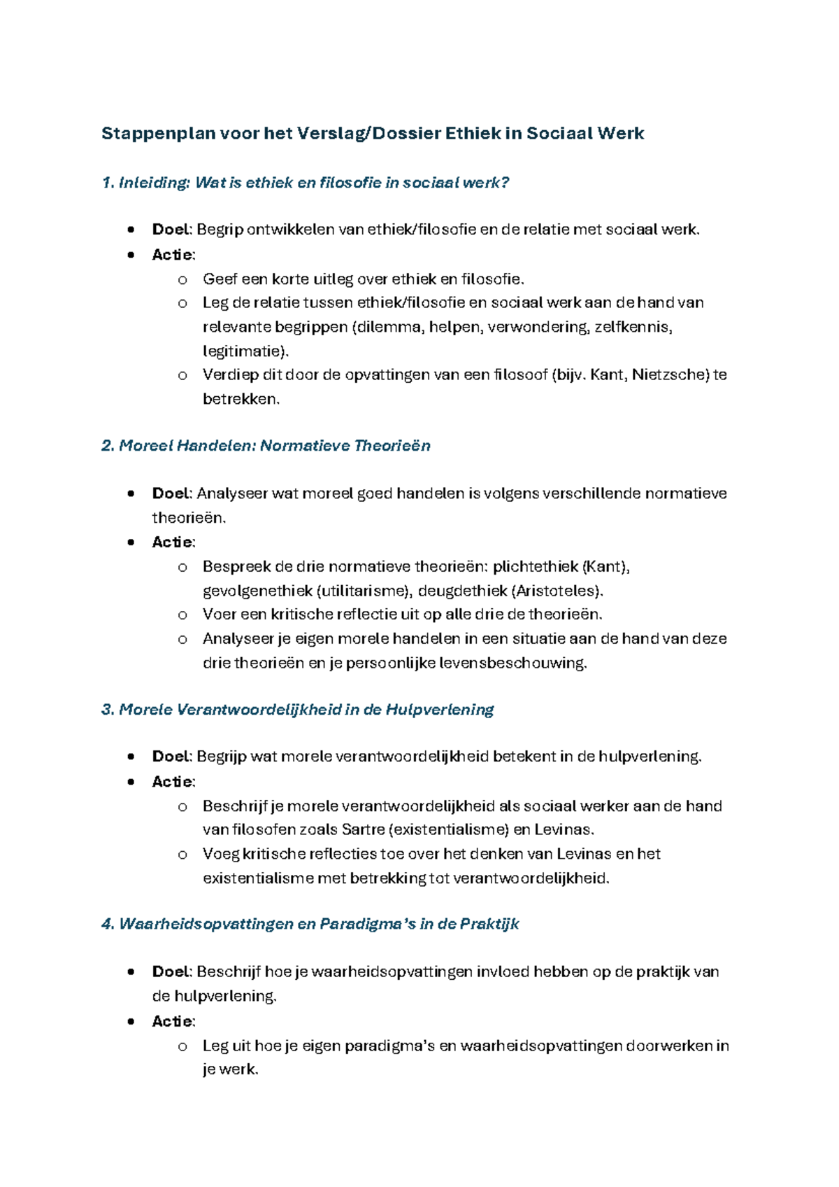 Stappenplan voor het Verslag Ethiek 2 in Sociaal Werk en Filosofie ...