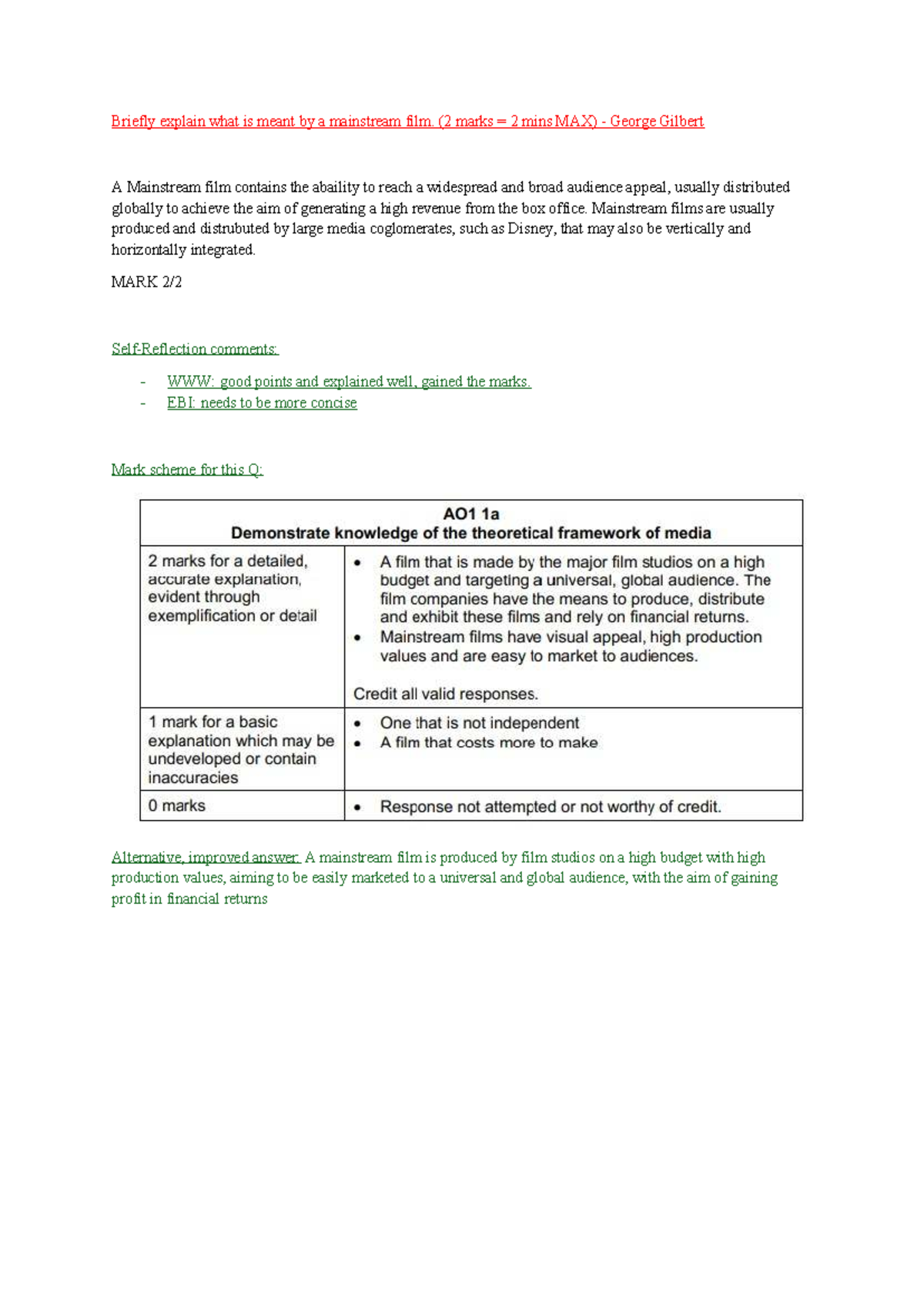 Mainstream Film Explained: Definition and Characteristics (2 marks ...