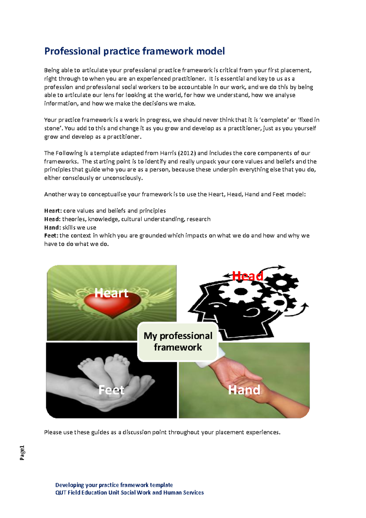 QUT 2023 Social Work Practice Framework Template for Students - Studocu