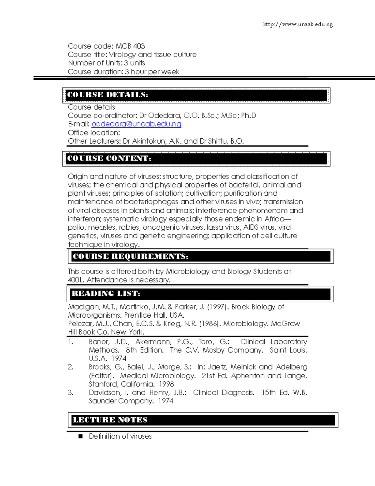 MCB 403 Virology and Tissue Culture: Infection Overview and Details ...