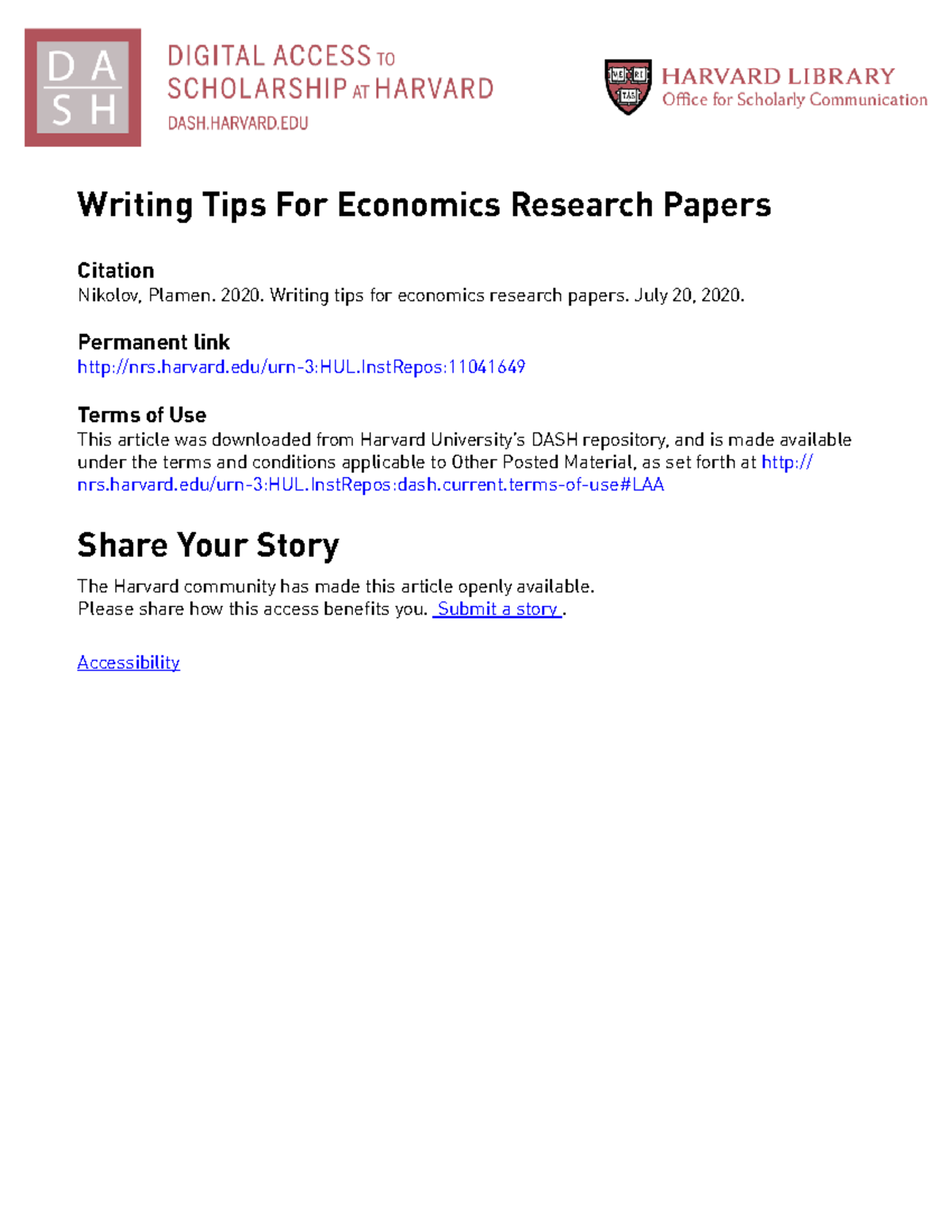 Writing Tips for Economics Research Papers (ECO 0720) - Studocu
