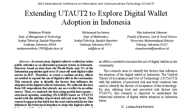 ICOIACT 2019: Exploring Digital Wallet Adoption in Indonesia Using ...