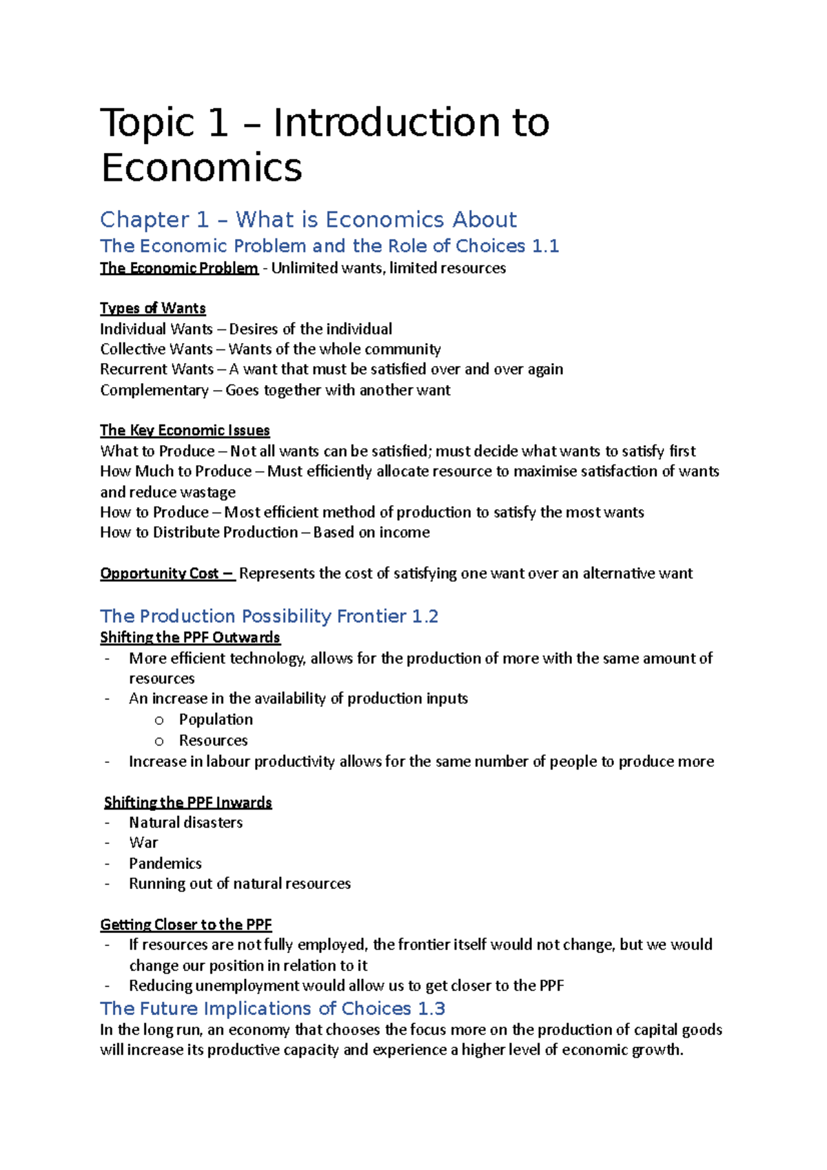Economic Yr 11 Lecture Notes: Understanding Key Concepts & Factors ...