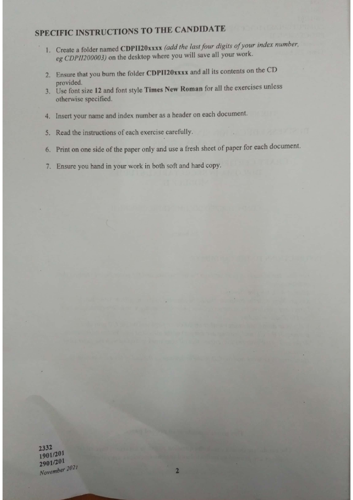 CDP 2332 Module 2 Instructions for Secretarial Studies Exercises - Studocu