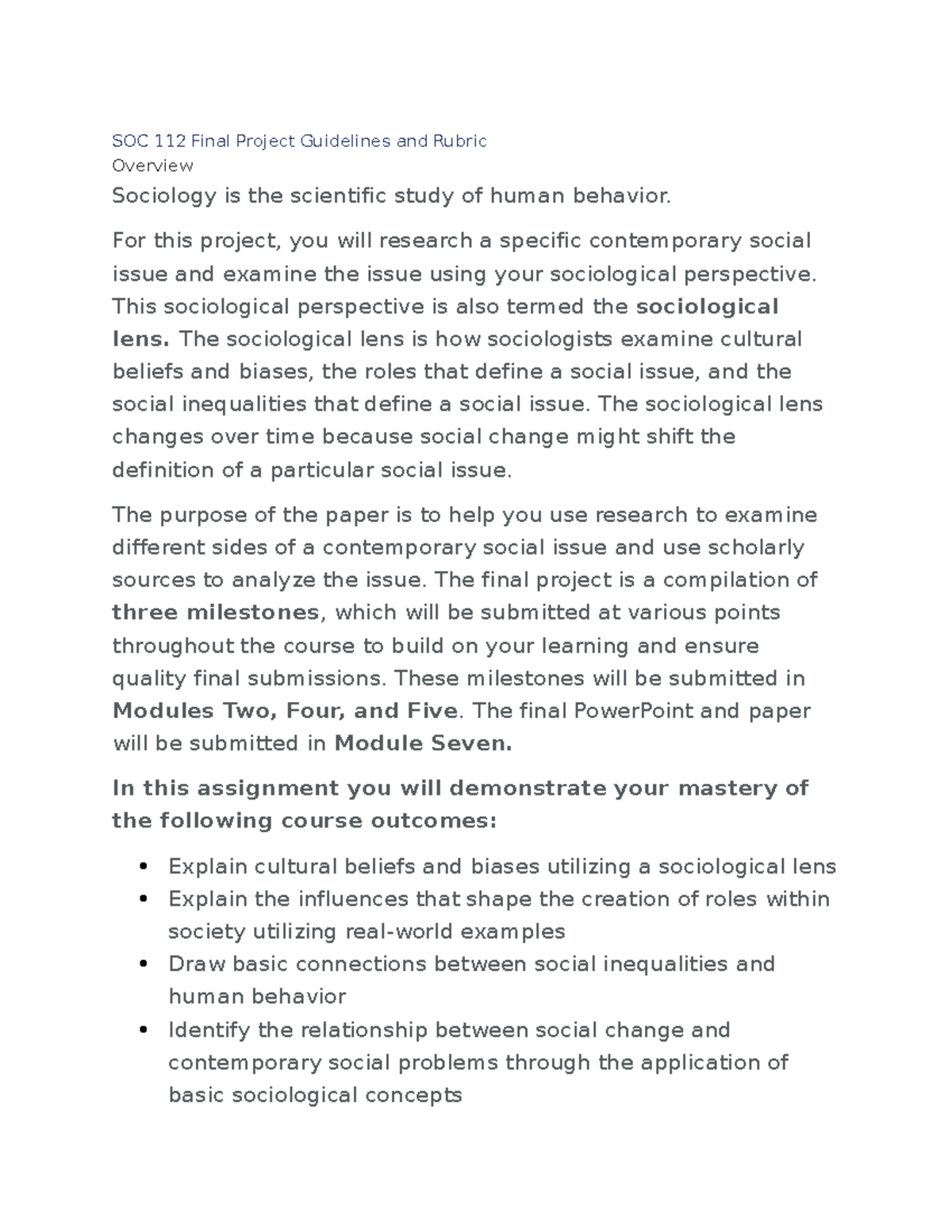 SOC 112 Final Project: Exploring Contemporary Social Issues - Studocu