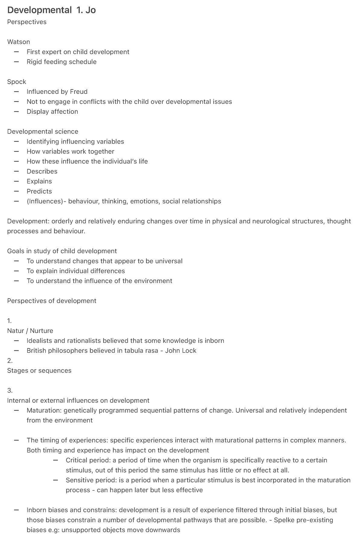 Developmental 1. Jo - Lecture Notes on Child Development Theories - Studocu